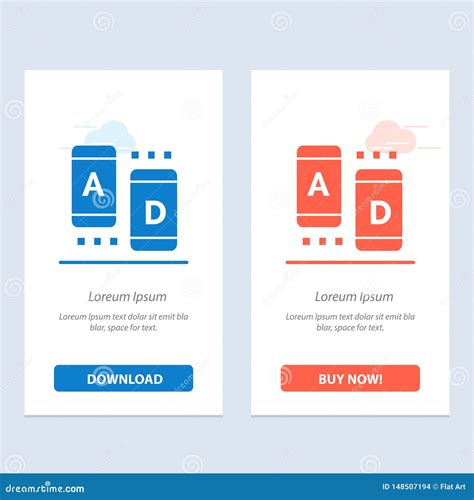 Ad Marketing Online Tablet Blue And Red Download And Buy Now Web Widget Card Template Stock