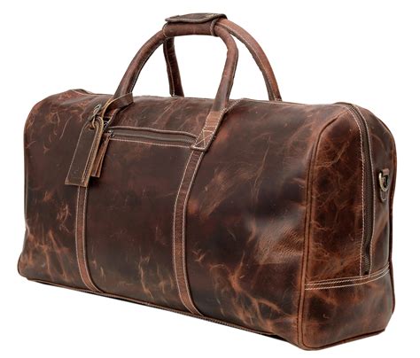 21 Inch Genuine Buffalo Leather Travel Duffle Bag Overnight Weekend
