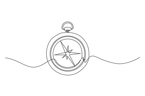 Premium Vector Magnetic Compass Continuous One Line Drawing