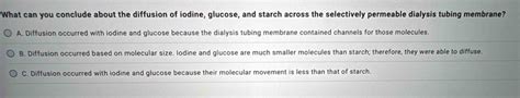 Solved What Can You Conclude About The Diffusion Of Iodine Glucose And Starch Across The