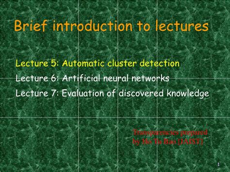 Ppt Lecture 5 Automatic Cluster Detection Lecture 6 Artificial