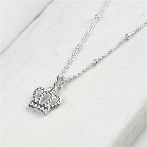 Sterling Silver Crown Charm Necklace By Tales From The Earth
