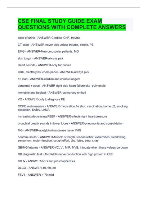 CSE FINAL STUDY GUIDE EXAM QUESTIONS WITH COMPLETE ANSWERS CSE Stuvia US