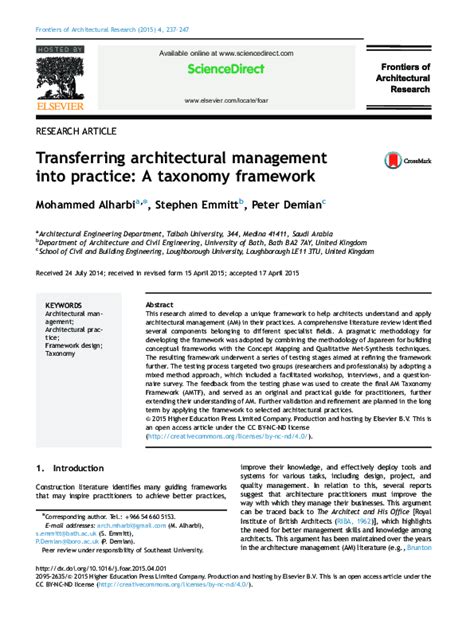 Pdf Transferring Architectural Management Into Practice A Taxonomy