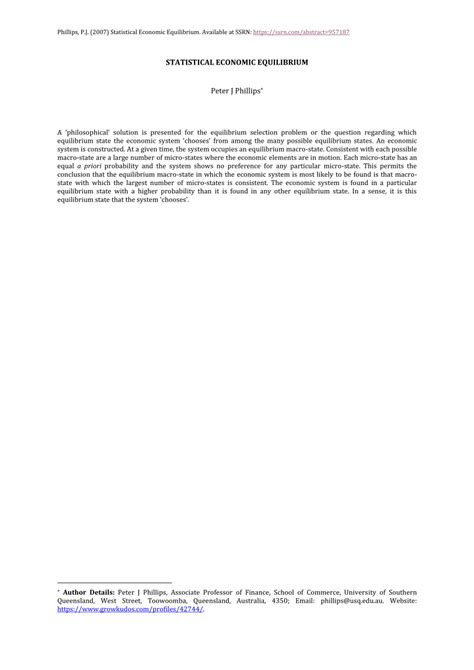 Pdf Statistical Economic Equilibrium