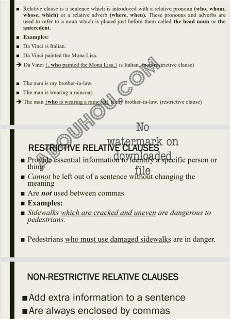 Relative Clauses Restrictive Non Restrictive