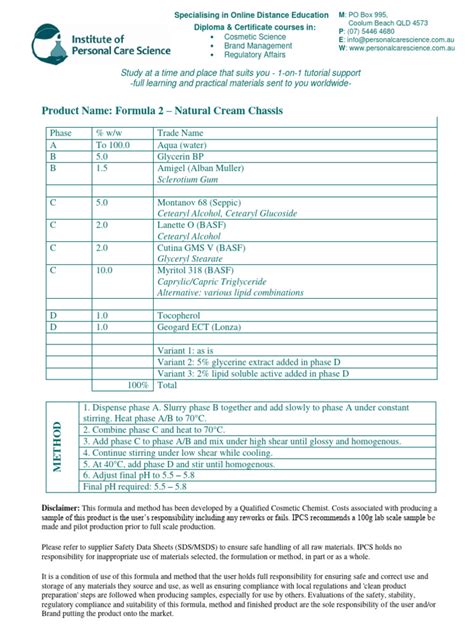 Fast Formulation Emulsion 2 Natural Chassis Pdf Chemistry