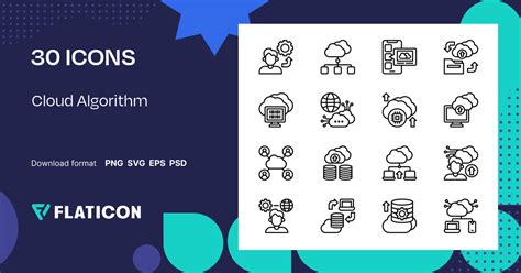 Cloud Algorithm Icon Pack Lineal 30 Svg Icons
