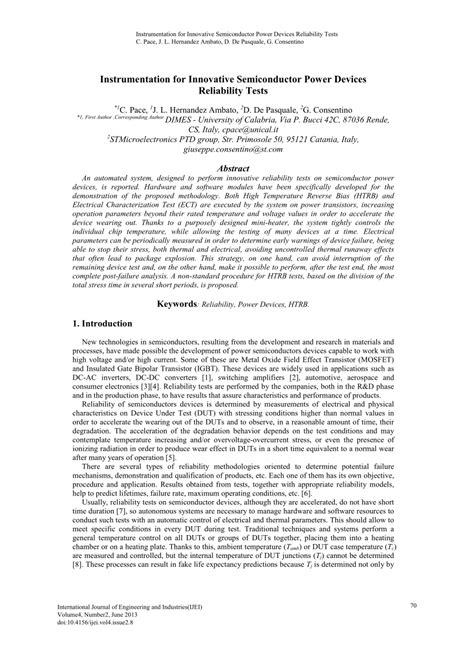 Pdf Instrumentation For Innovative Semiconductor Power Devices Reliability Tests