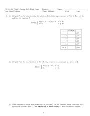 Sample Final Exam CS Night Spring Final Exam Prof David Nassimi Exam Time