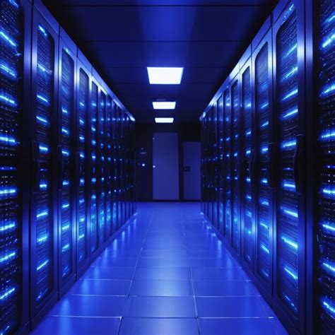 Premium Photo Blue Server Room Data Center Technology Background