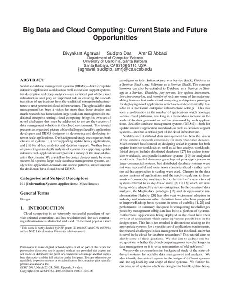 Pdf Big Data And Cloud Computing Current State And Future Opportunities