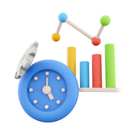 3d Rendering Alarm Clock With Gear Growth Bar Graph Icon 3d Render