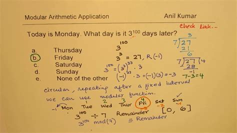 Modular Arithmetic If Today Is Monday Then Find Day After Million Days Youtube