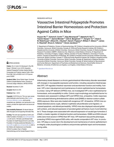 Pdf Vasoactive Intestinal Polypeptide Promotes Intestinal Barrier