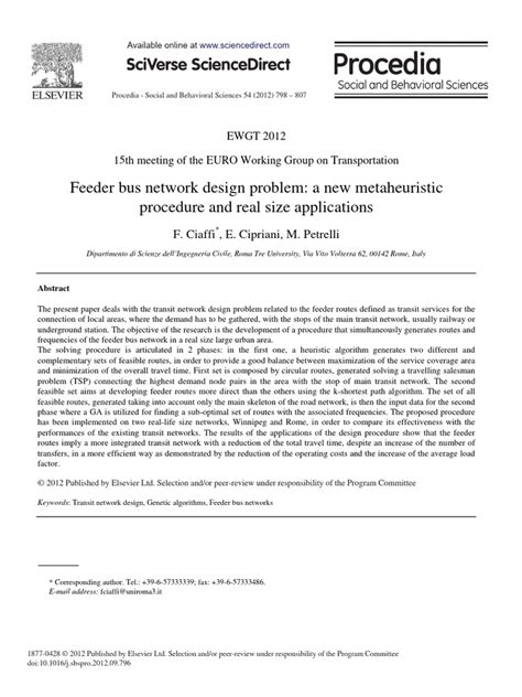 Feeder Bus Network Design Problem A New Pdf Mathematical Optimization Genetic Algorithm