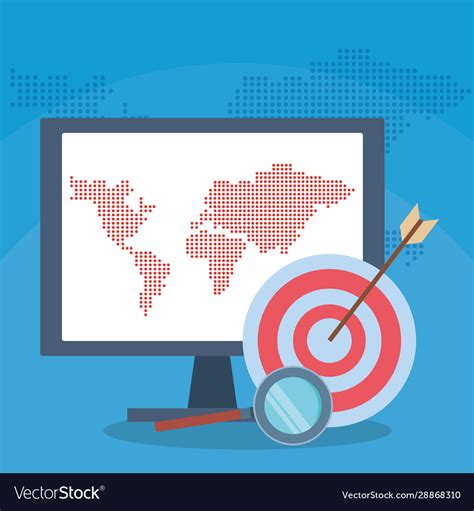 Success Start Up Business Computer Target Vector Image