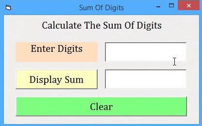 How To Calculate Sum Of Digits Of Given Number In Vb 6