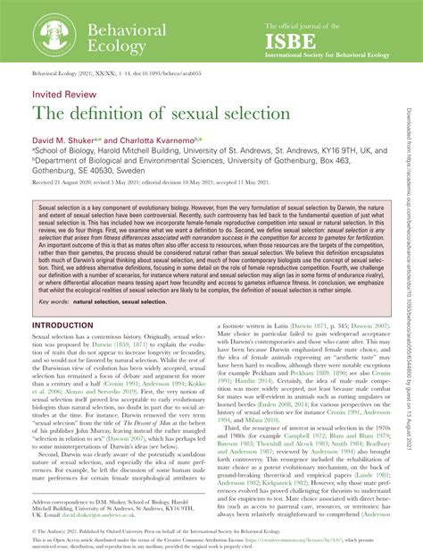 Pdf The Definition Of Sexual Selection