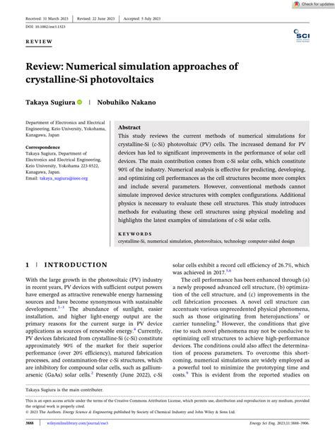 Pdf Review Numerical Simulation Approaches Of Crystalline‐si Photovoltaics