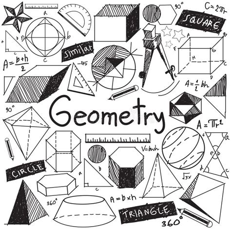 Geometry Math Theory And Mathematical Formula Doodle Handwriting Stock