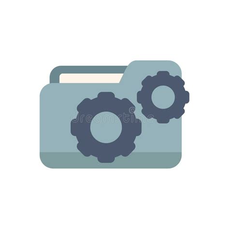 Folder Icon With Two Gears Representing Data Processing Stock