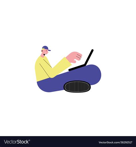 Man Using Laptop Royalty Free Vector Image VectorStock