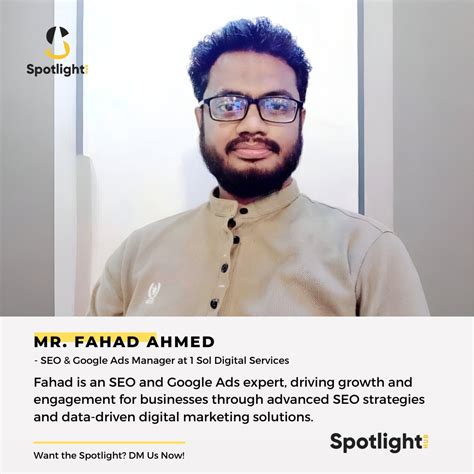 Spotlight 🌟 Syed Fahad Ahmed Transforming Businesses With Seo