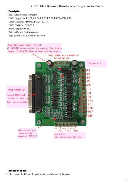 Cnc Db25 Breakout Board Adapter Stepper Motor Driver