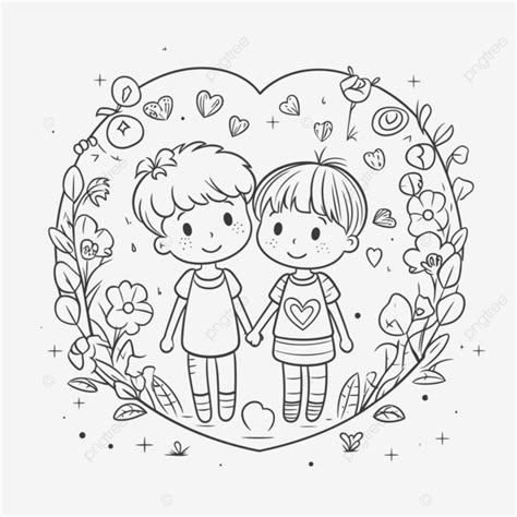 하트 아웃라인 스케치 드로잉이 있는 키즈 발렌타인 카드 색칠 페이지 벡터 낭만적인 사랑 그림 낭만적인 사랑 개요 낭만적인 사랑 스케치 Png 일러스트 및 벡터 에
