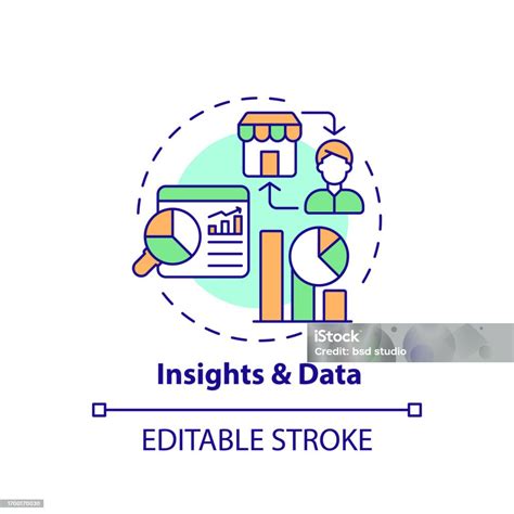 2d Colorful Thin Linear Icon Insights And Data Concept Stock