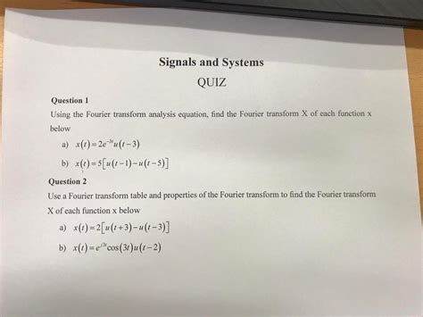 Solved Question Using The Fourier Transform Analysis Chegg Com