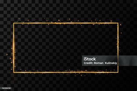 조명 효과와 벡터 황금 프레임입니다 빛나는 사각형 배너입니다 검은 투명 배경에 고립 벡터 일러스트 레이 션 Eps 10 0명에