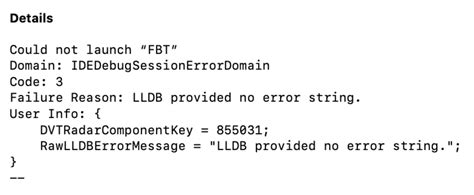 Ios Xcode Complains Lldb Provided No Error String Stack Overflow