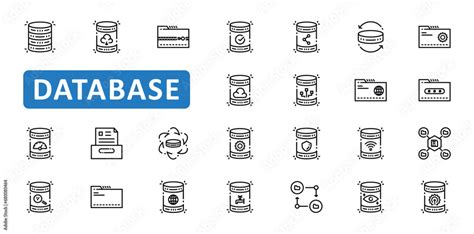 database icon set server network storage data cloud transfer