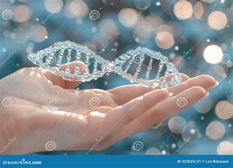 Sparkling Double Helix Dna Models In Hands With A Bokeh Background