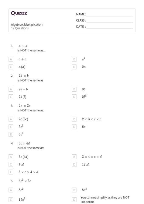 50 Algebraic Modeling Worksheets On Quizizz Free And Printable