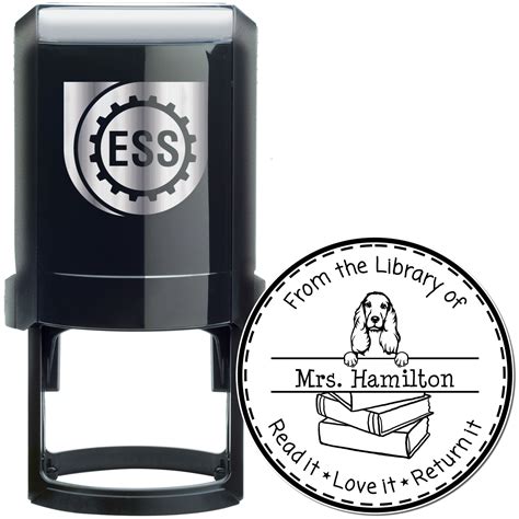 Personalized Cocker Spaniel Teacher Library Stamp Custom School Rockstar Classroom Leader