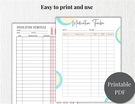 Medicine Trackers Medication Log Printables Medication Trackers Medication Templates