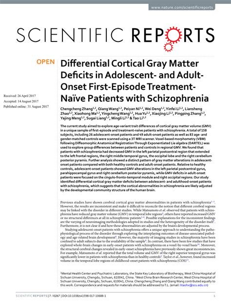 Pdf Differential Cortical Gray Matter Deficits In Adolescent And