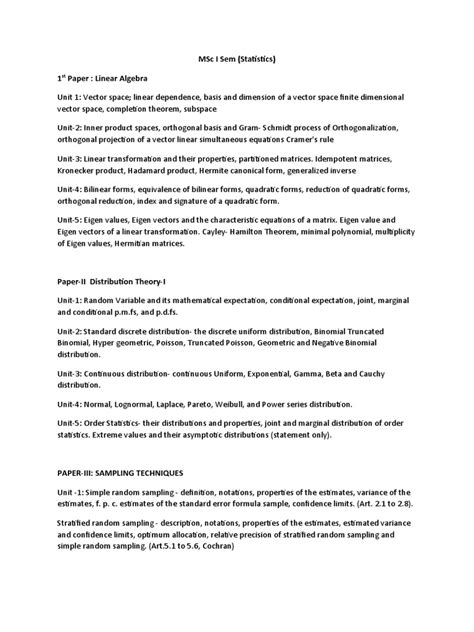 Msc Statistics Syllabus Pdf