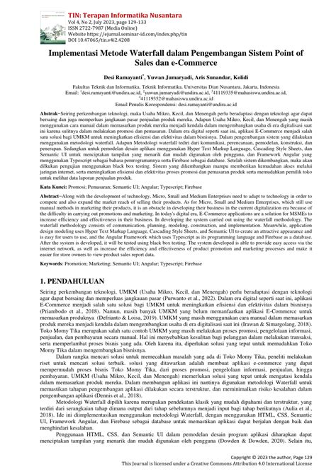 Pdf Implementasi Metode Waterfall Dalam Pengembangan Sistem Point Of Pdf Implementasi Metode Waterfall Dalam Pengembangan Sistem Point Of