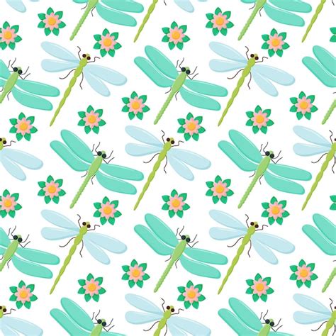 Premium Vector Dragonfly Colorful Seamless Pattern Repeating Dress