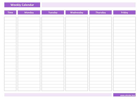 Weekly Calendar Weekly Schedule Calendarbest