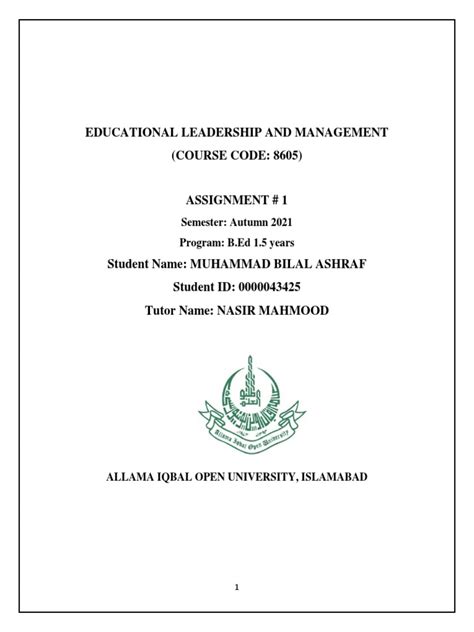 assignment no 1 8605 download free pdf hadith leadership