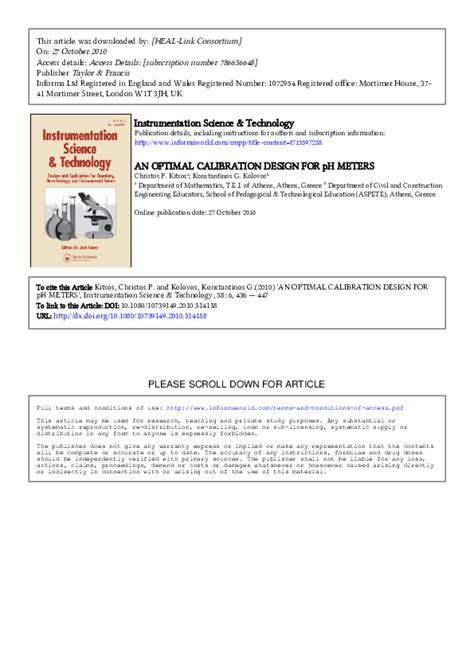 Pdf An Optimal Calibration Design For Ph Meters