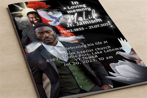 Black And Red Obituary Program Template Celebration Of Life 85x11 8