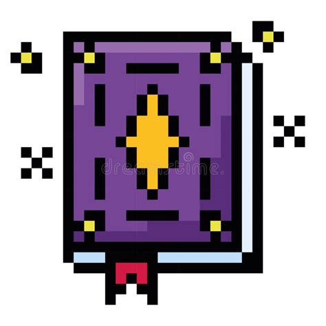 Isolated Colored Magic Book Videogame Icon Pixelated Style Vector Stock