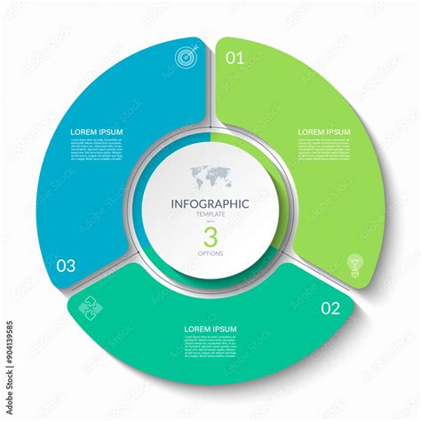 Infographic Circular Vector Template With 3 Options Parts 3 Step Cycle Diagram For Business