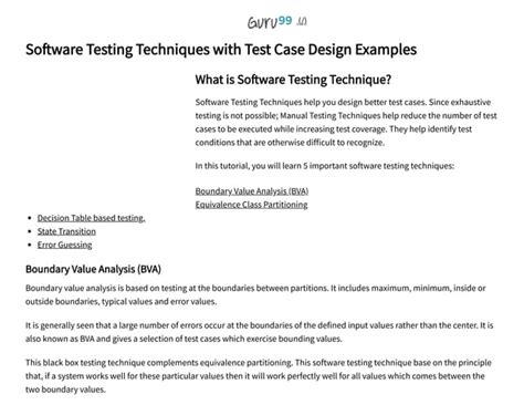 Software Testing Techniques With Test Case Design Examplespdf